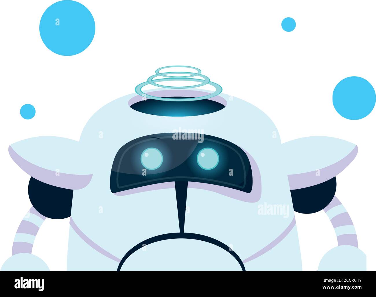white robot cartoon with blue circles of robotic technology futuristic ...