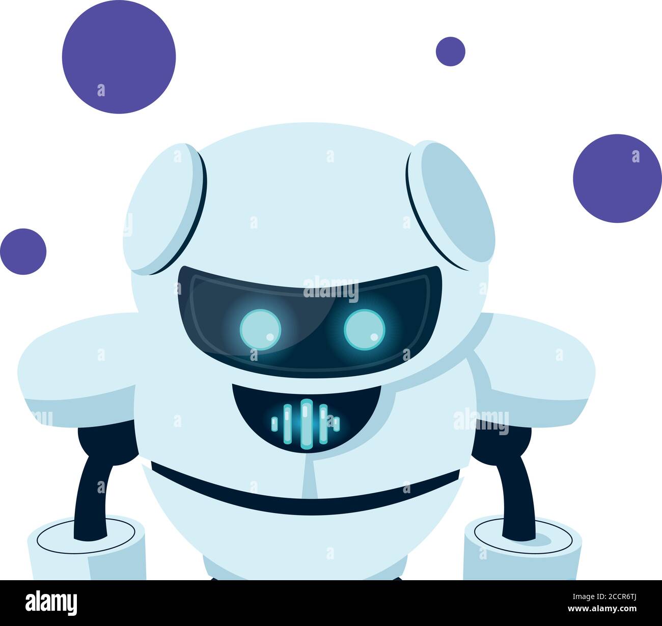 white robot cartoon with blue circles of robotic technology futuristic ...
