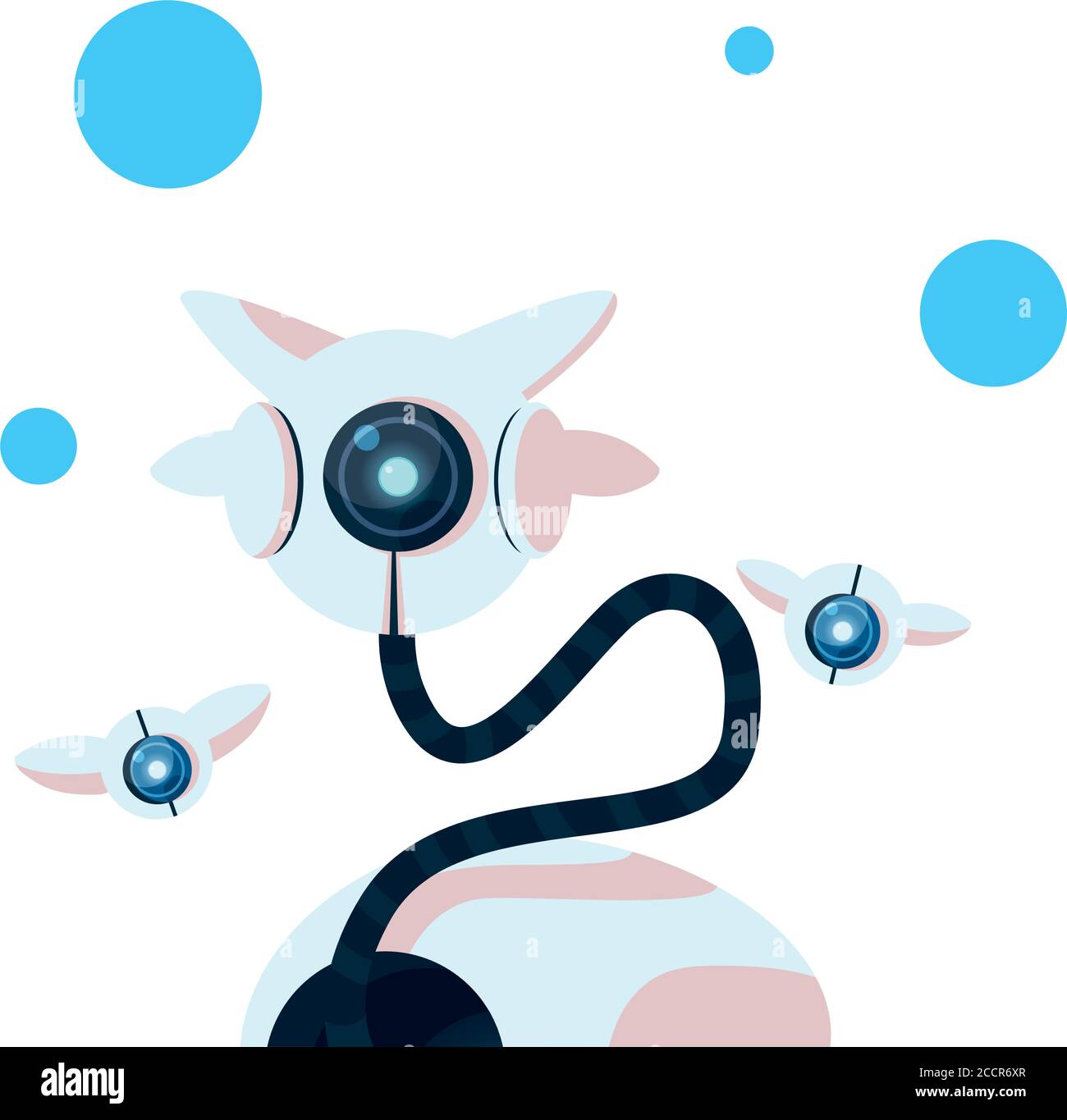 white robot cartoon with blue circles of robotic technology futuristic ...
