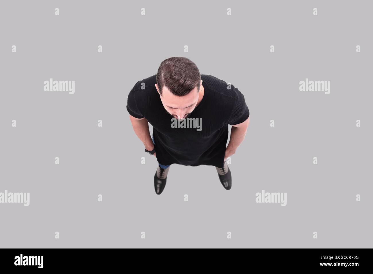 top view. confident young man. isolated on white Stock Photo - Alamy
