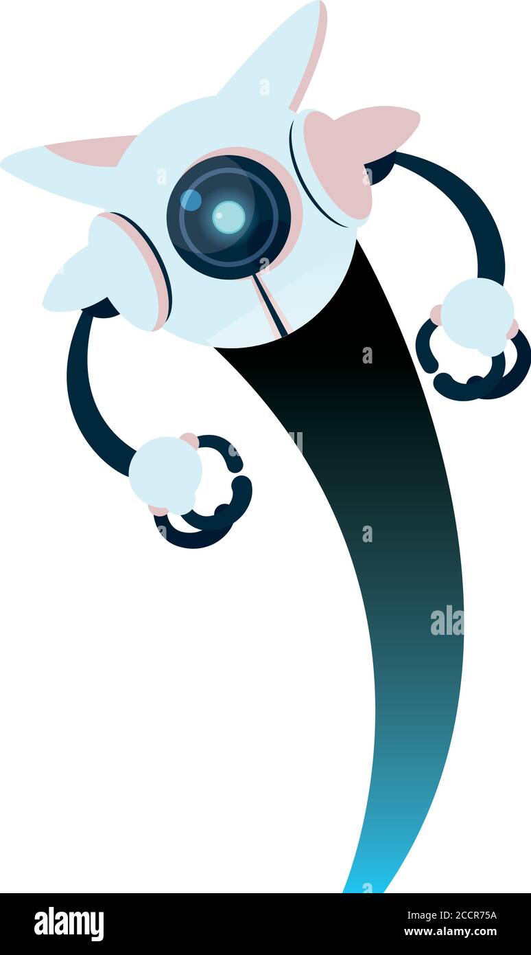 white robot cartoon of robotic technology futuristic toy future machine ...