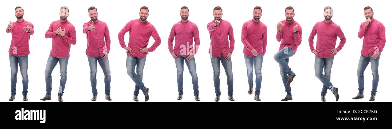 collage of photos of a handsome man in a red shirt Stock Photo - Alamy