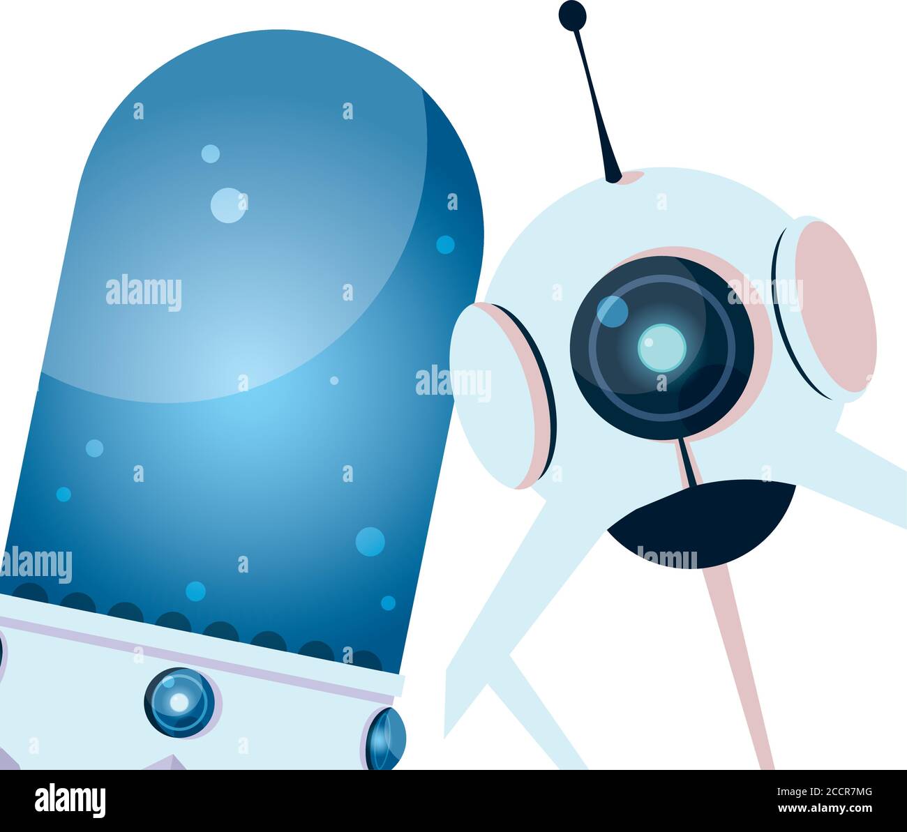 white robot glass sphere and eye of robotic technology futuristic toy ...