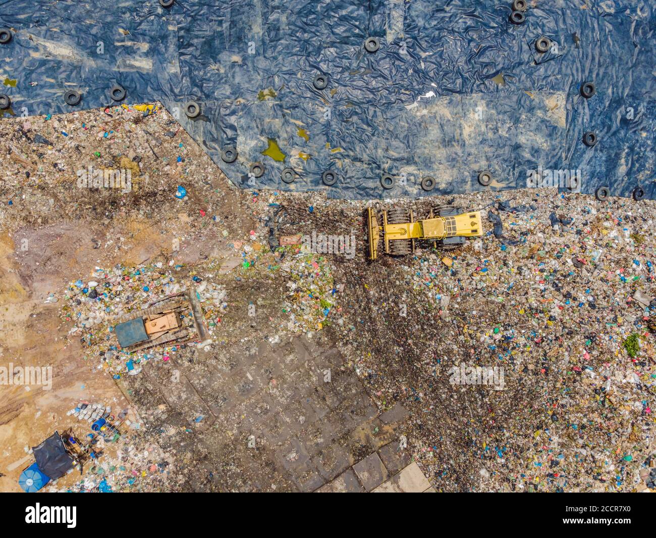 Aerial top view photo from flying drone of large garbage pile. Garbage ...