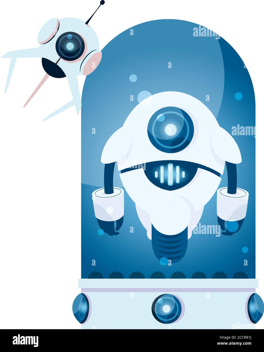 white robots cartoons of robotic technology futuristic toy future ...