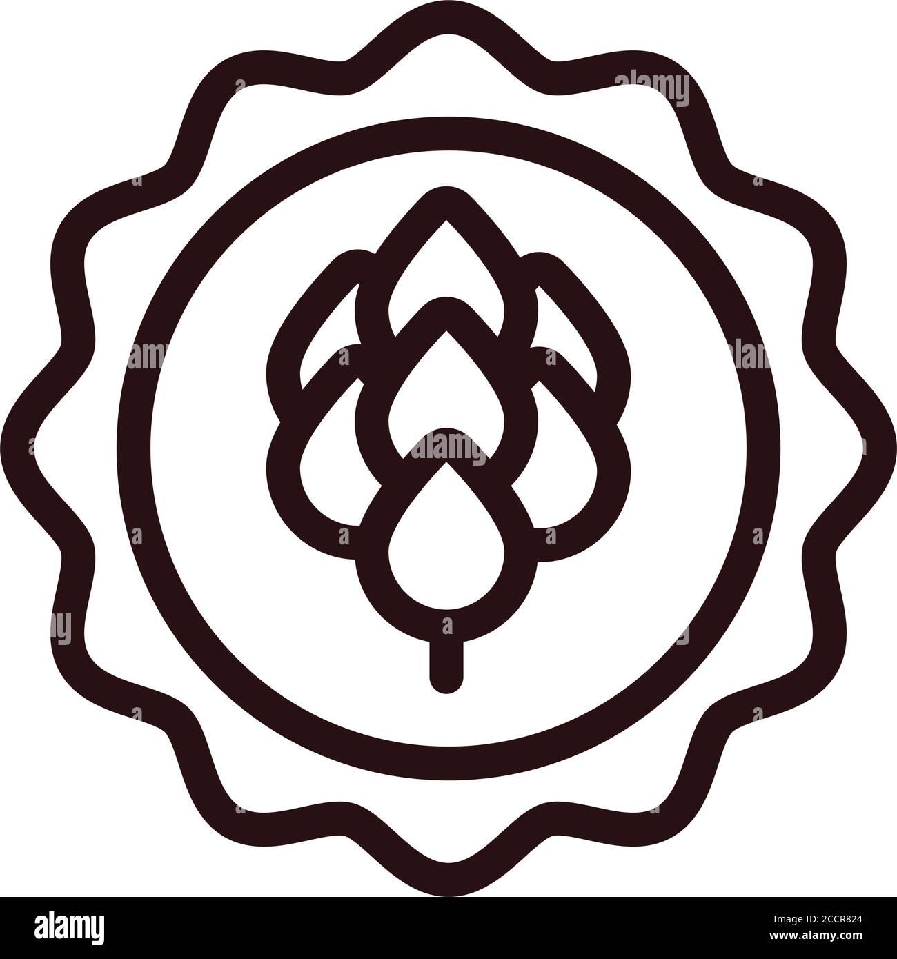 beer cap with leaves line style vector illustration design Stock Vector ...