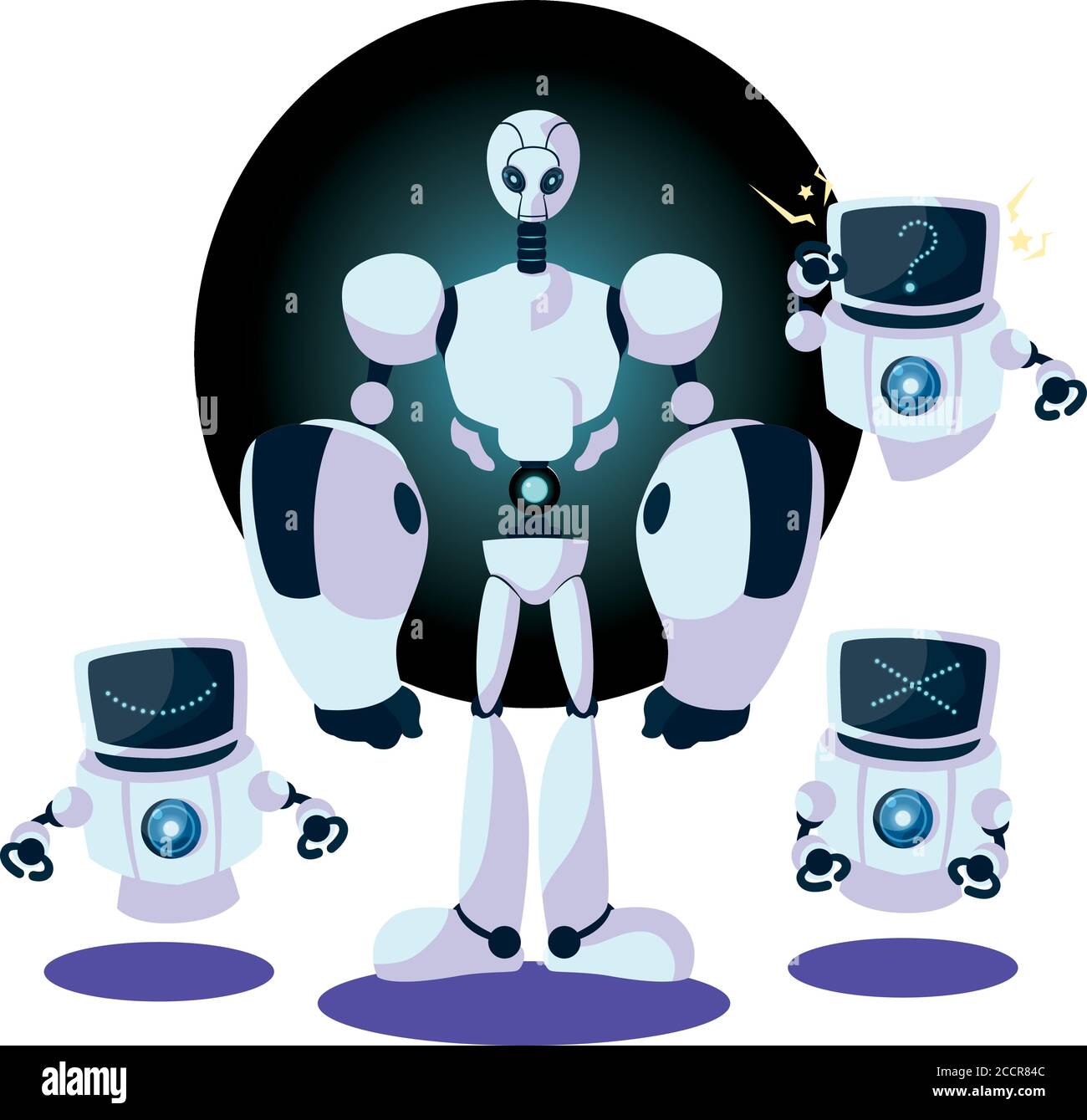 white robots cartoons of robotic technology futuristic toy future ...