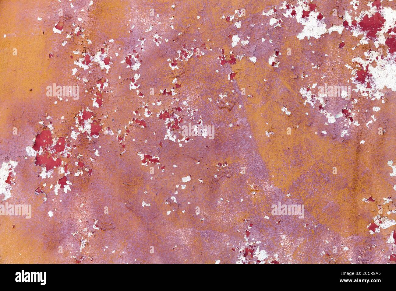 Old red rusted metal wall with peeling paint layers, background photo ...