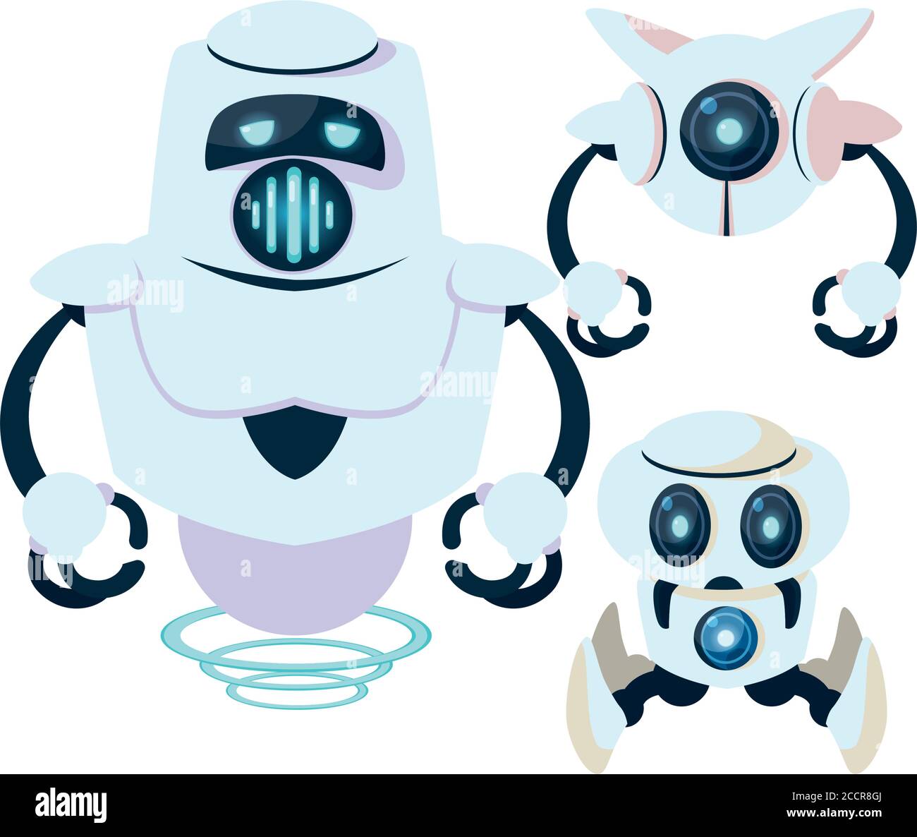 white robots cartoons of robotic technology futuristic toy future ...