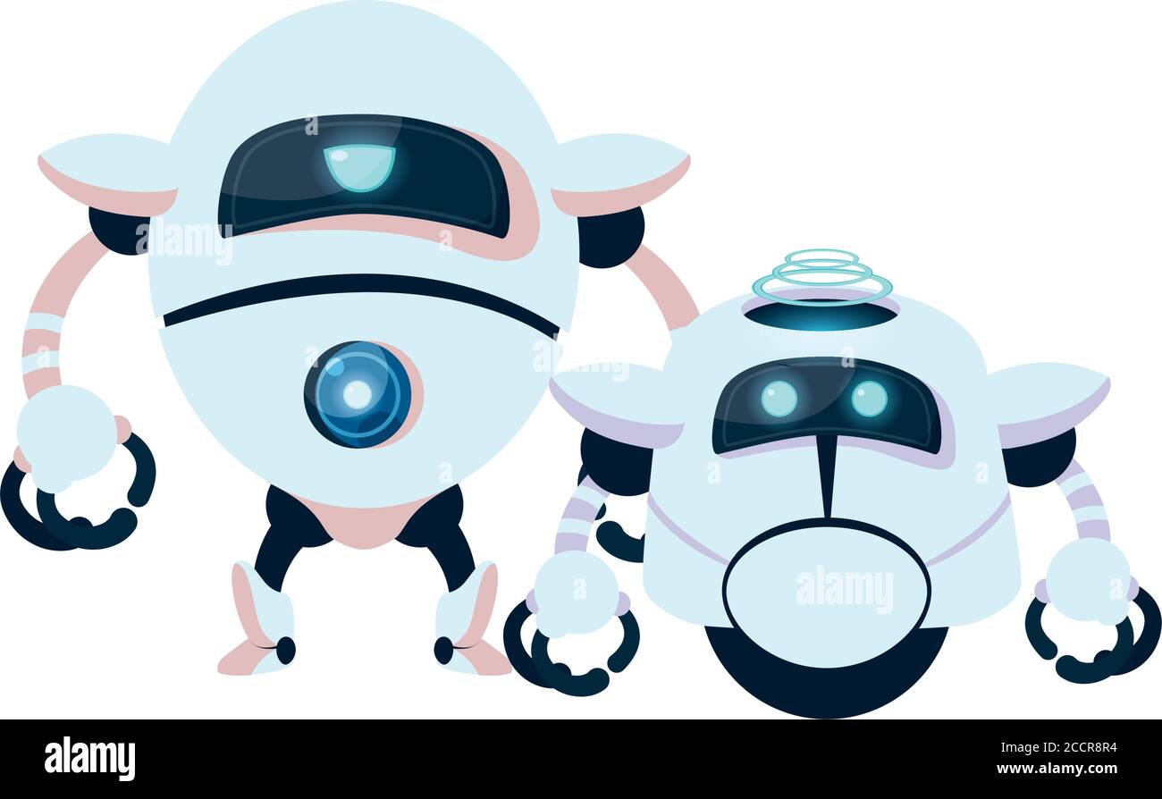 white robots cartoons of robotic technology futuristic toy future ...