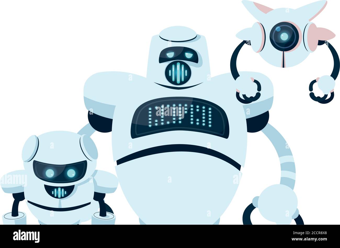 white robots cartoons of robotic technology futuristic toy future ...