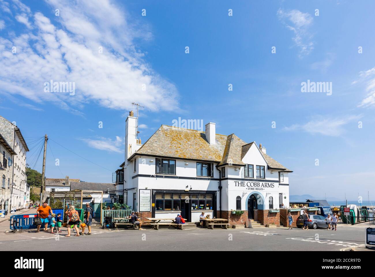 The Cobb Arms pub by The Cobb at Lyme Regis, a popular seaside town ...