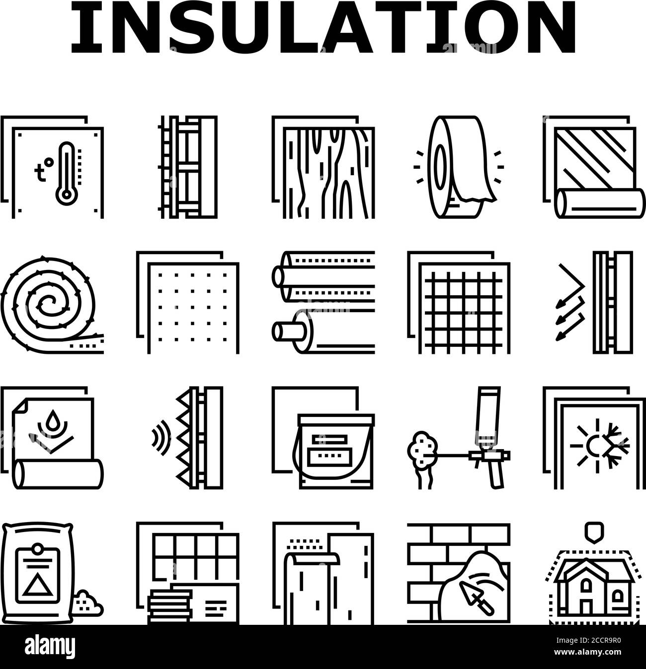Insulation Building Collection Icons Set Vector Stock Vector Image ...