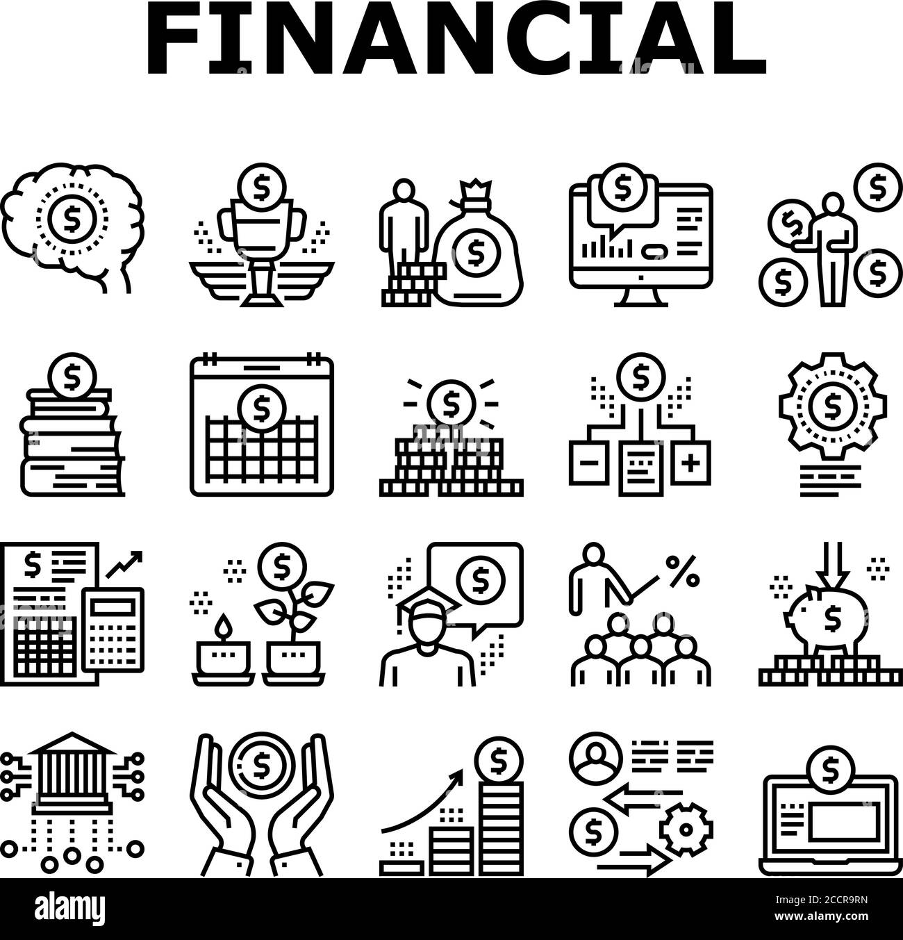 Financial Education Collection Icons Set Vector Stock Vector Image ...