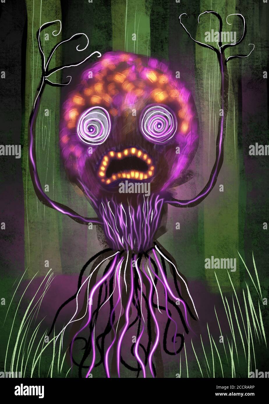 a weird jellyfish like alien monster illustration Stock Photo - Alamy