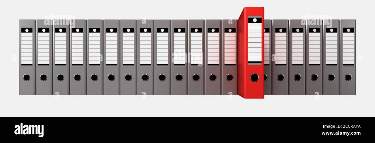 Archive. Folders in a row isolated on white background. 3d illustration ...