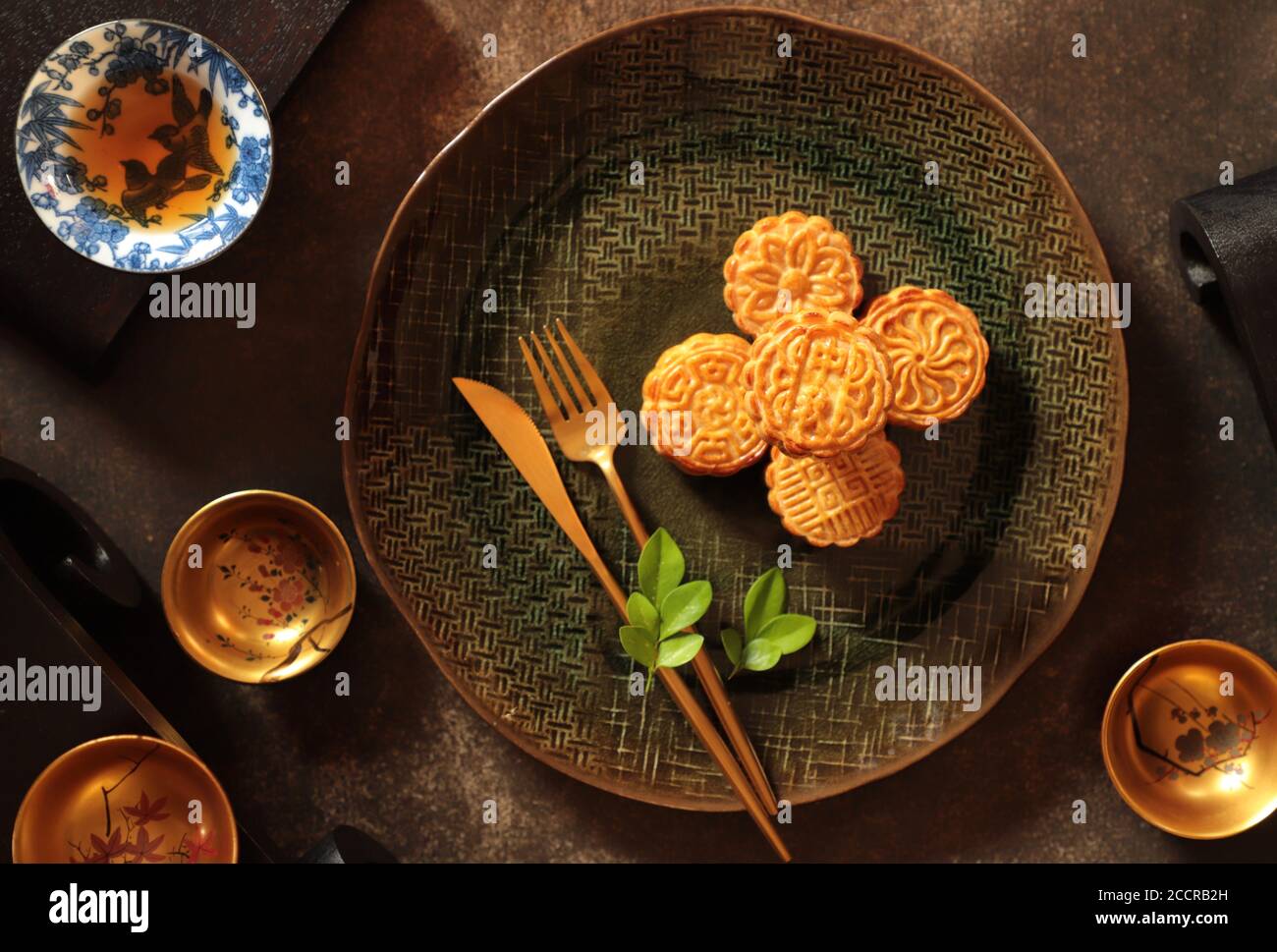 Mooncakes, Seasonal Chinese Pastry for the Mid-Autumn Festival Stock ...