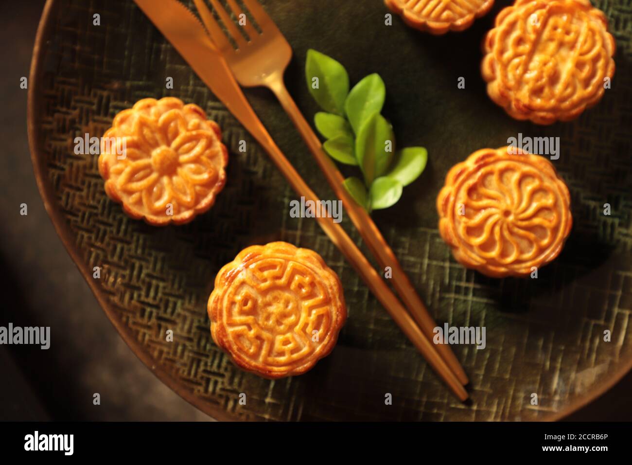 Mooncakes, Seasonal Chinese Pastry for the Mid-Autumn Festival Stock ...