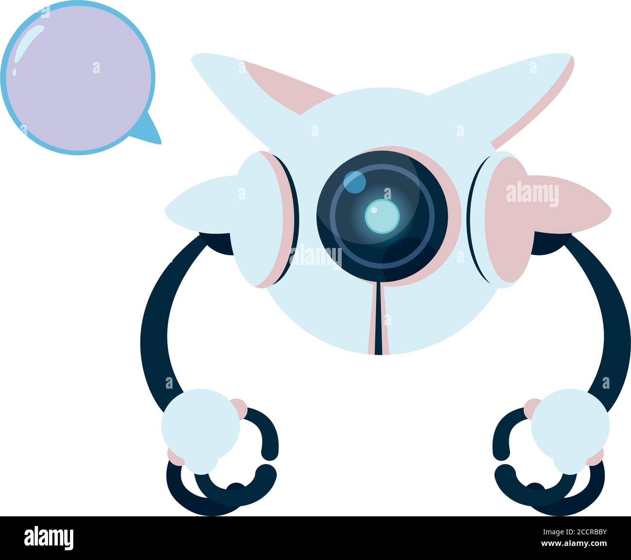 white robot cartoon with communication bubble of robotic technology ...