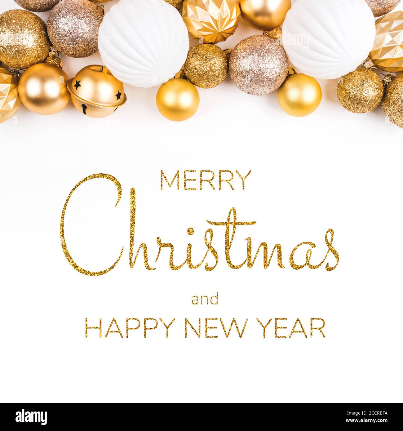 Festive white background with Christmas decorations Stock Photo - Alamy