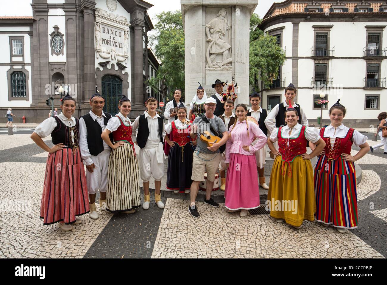 FUNCHAL, PORTUGAL - SEPTEMBER 2, 2016: Dancers with local costumes ...