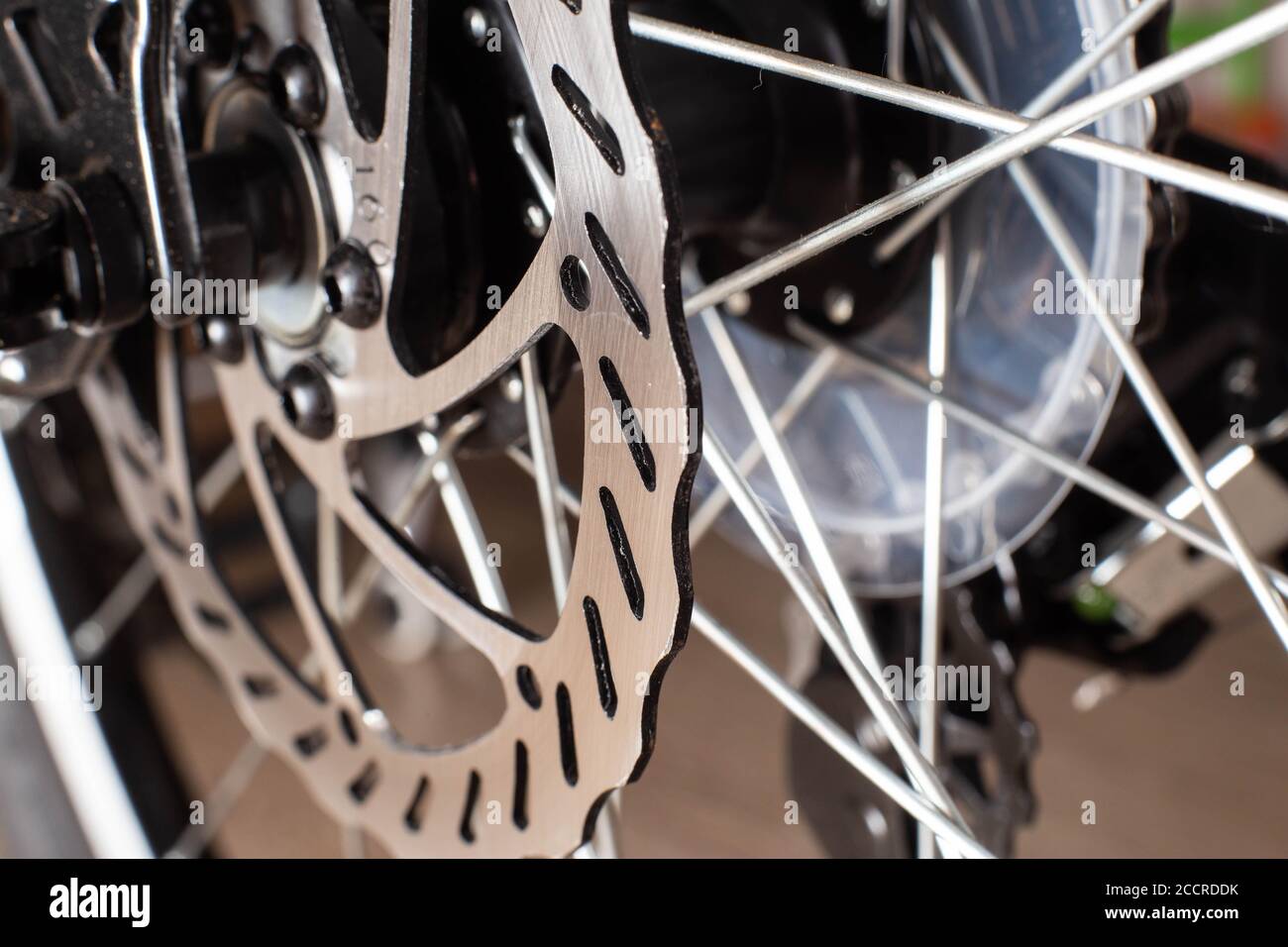 The brake system in a modern sports bike, brake disc and brake caliper ...
