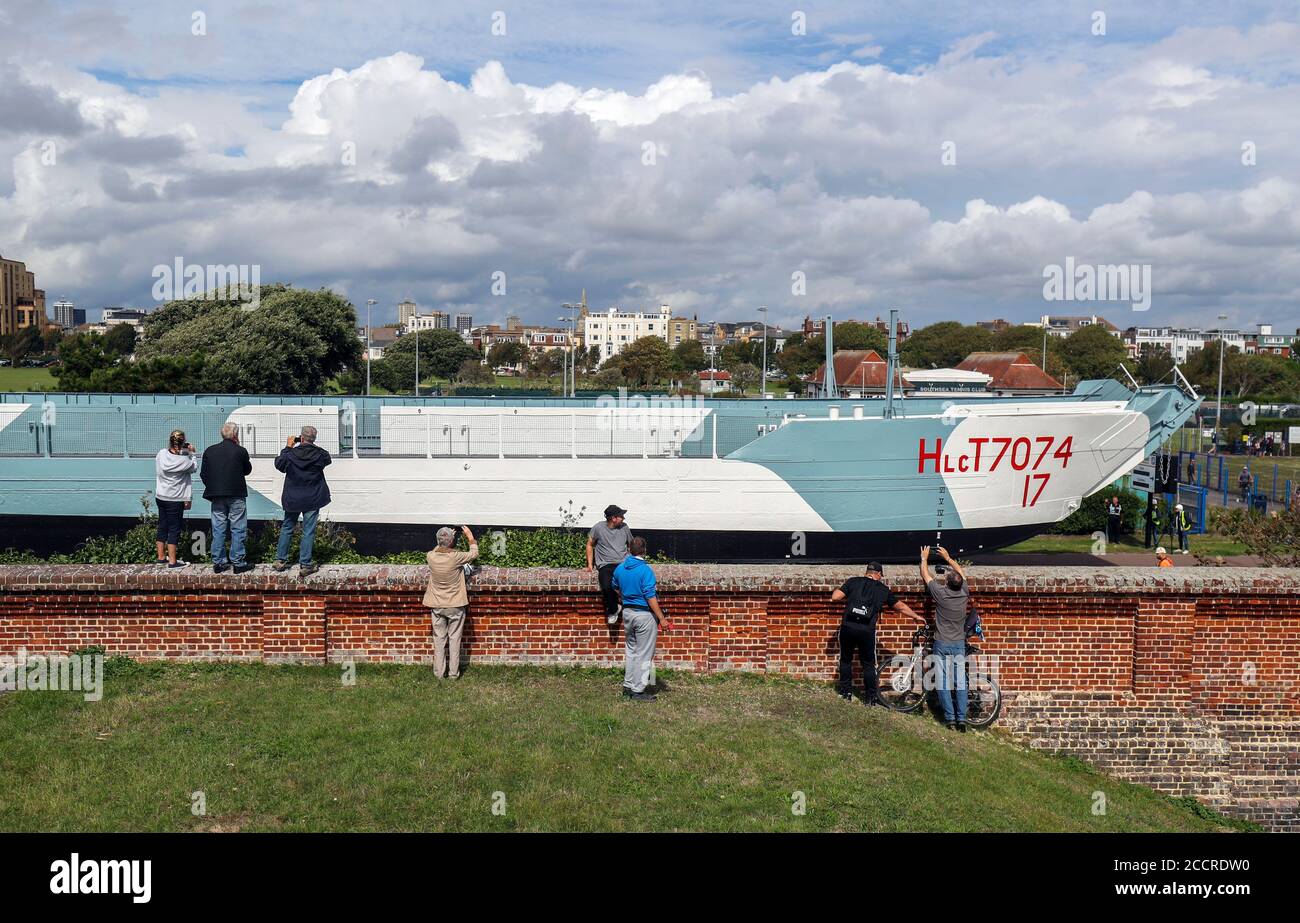 Restored World War Two landing craft LCT 7074 is transported from from ...