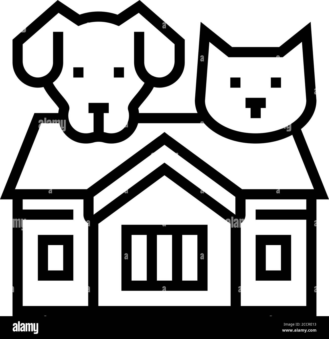 home for cat and dog line icon vector illustration Stock Vector Image ...