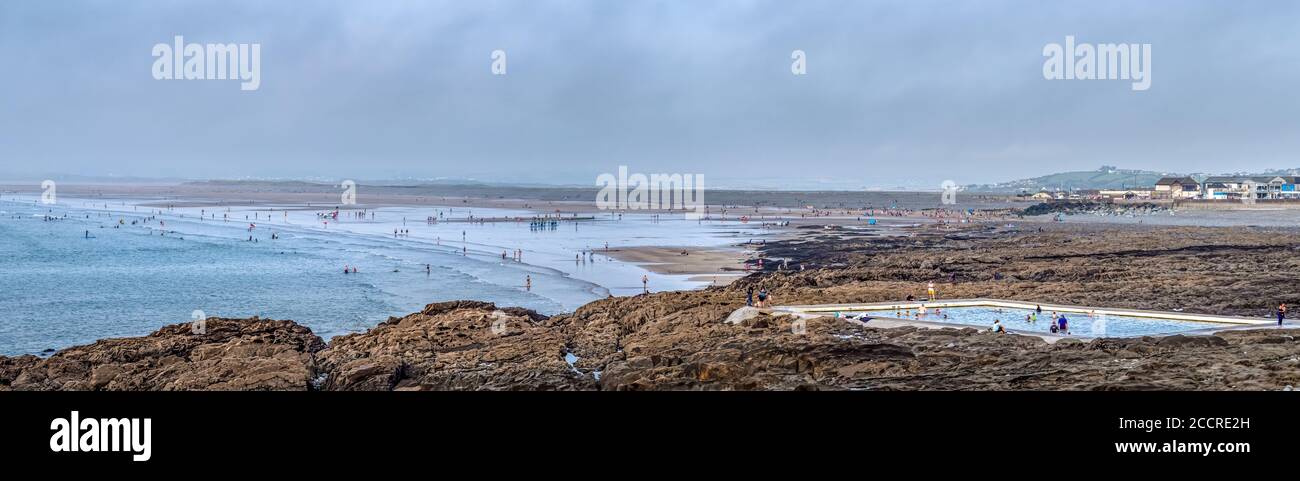 Westward Ho beach, Devon. Wide panorama Stock Photo - Alamy