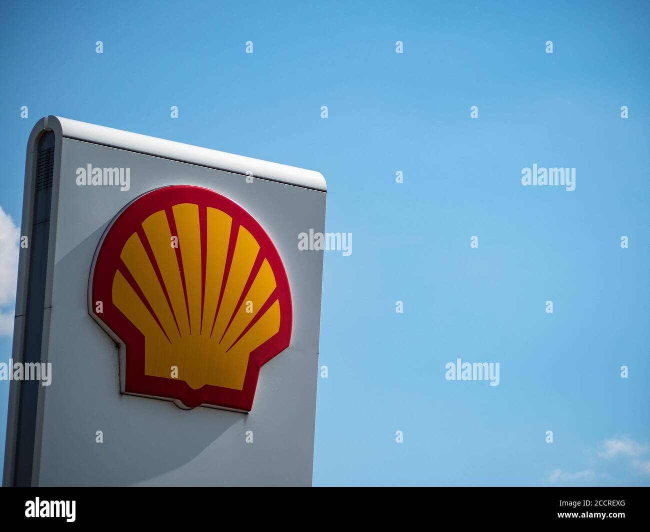 Royal Dutch Logo Shell against blue sky Stock Photo - Alamy