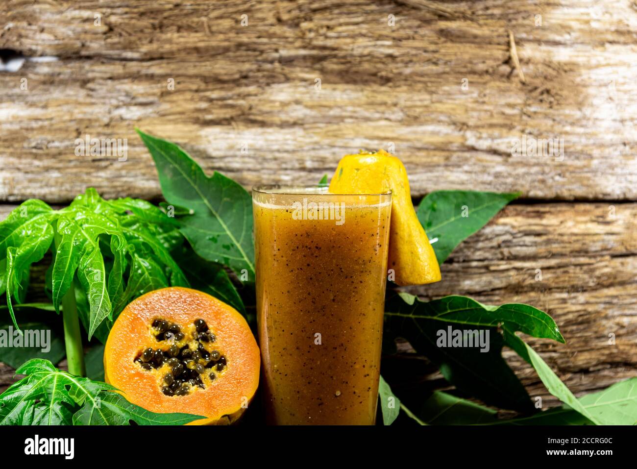 Formosa papaya juice and fruits, a typical Brazilian variety of common ...