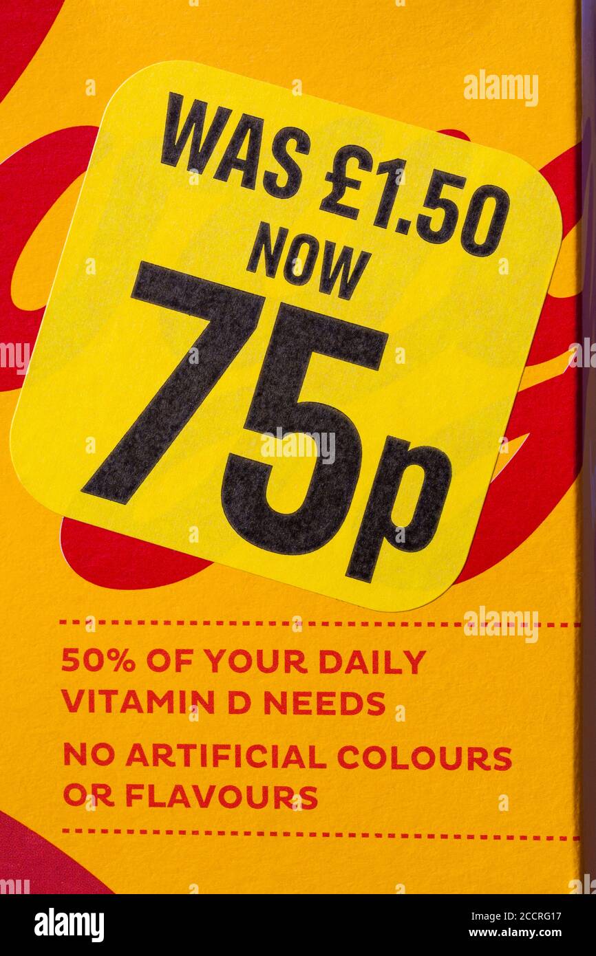 Was £1.50 now 75p reduced sticker half price sticker on box of Kelloggs ...