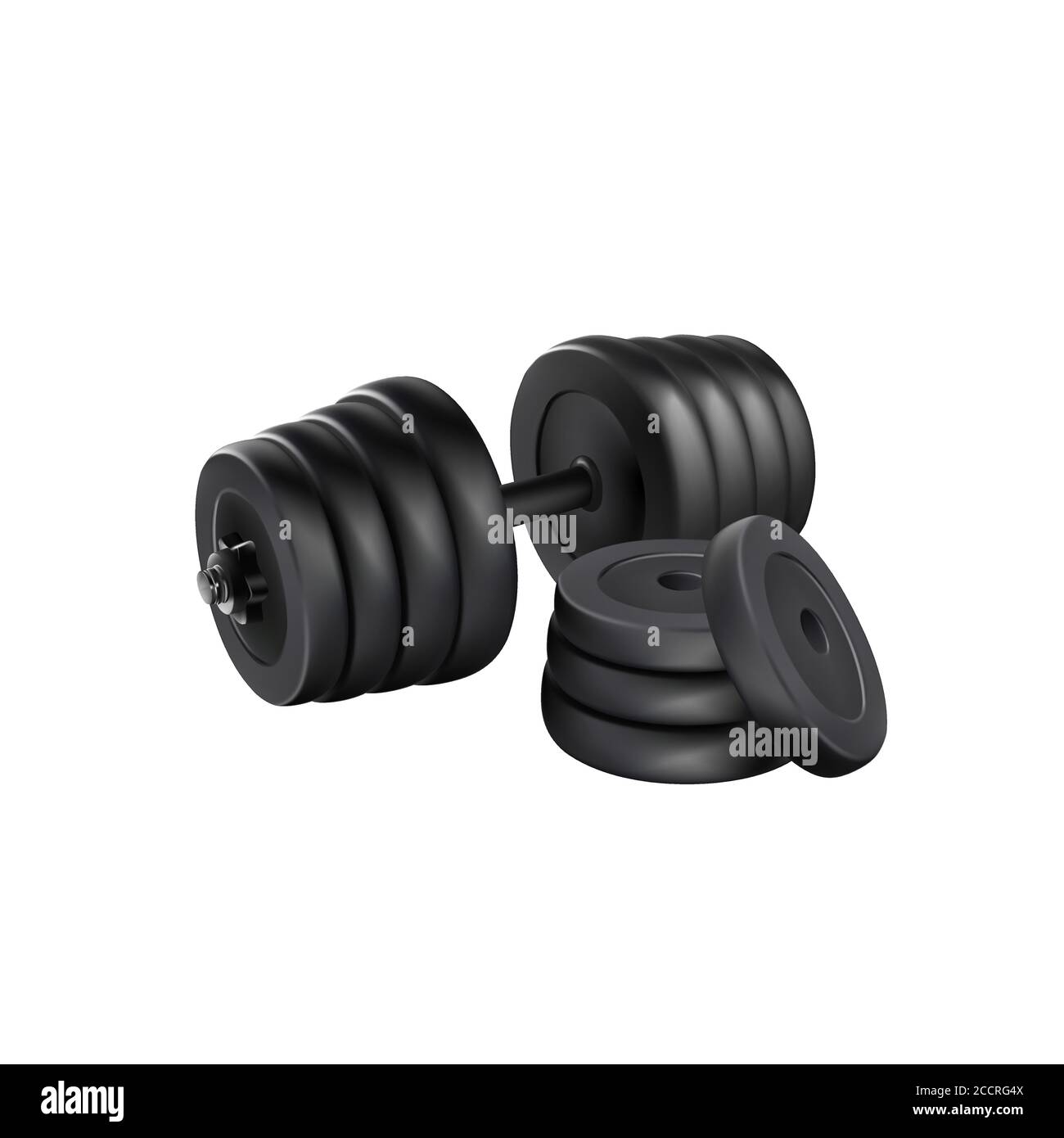 Dumbbell adjustable disc isolated vector. realistic fitness weight ...