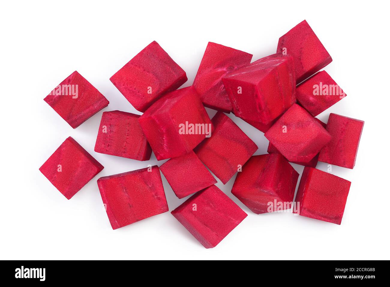 beetroot diced isolated on white background with clipping path and full ...