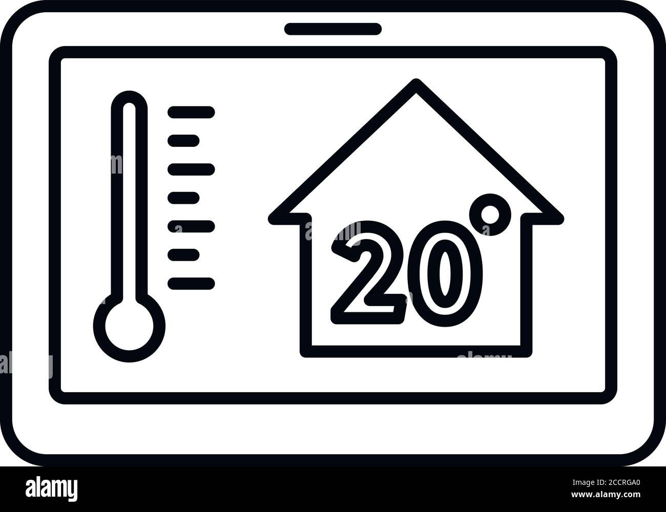 Tablet home climate control icon. Outline tablet home climate control ...