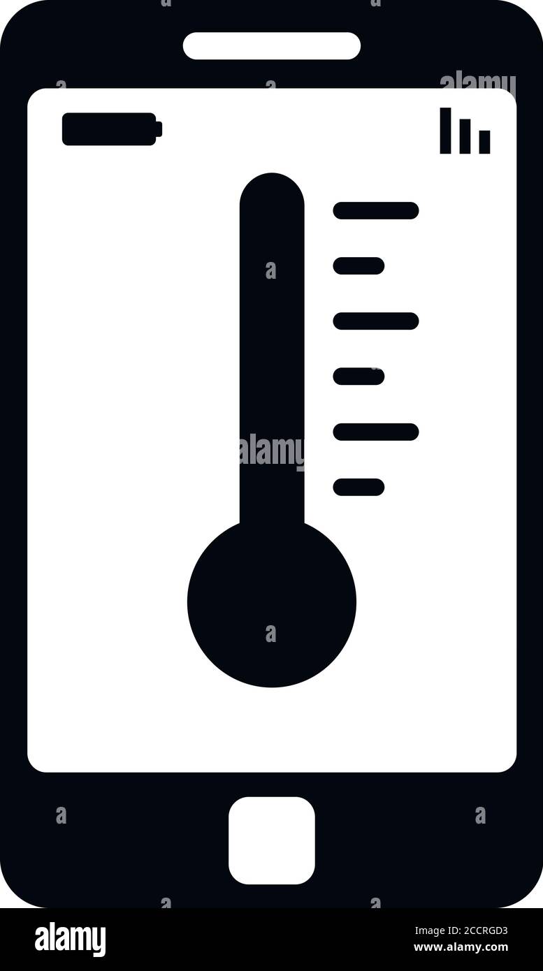 Smartphone temperature control icon. Simple illustration of smartphone ...