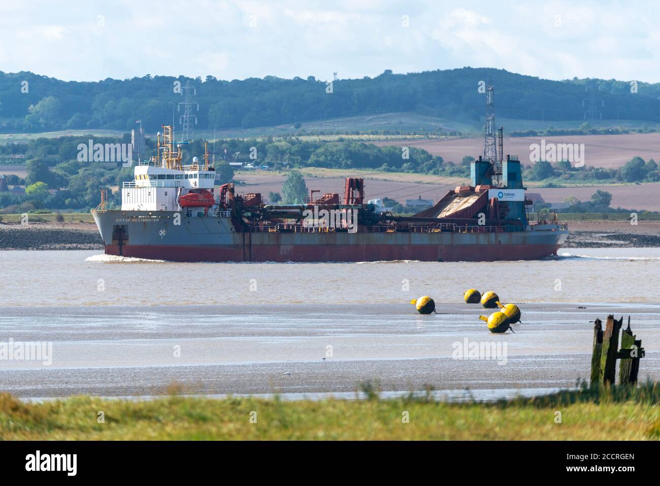 Hopper Dredger named City of Westminster on the River Thames passing ...