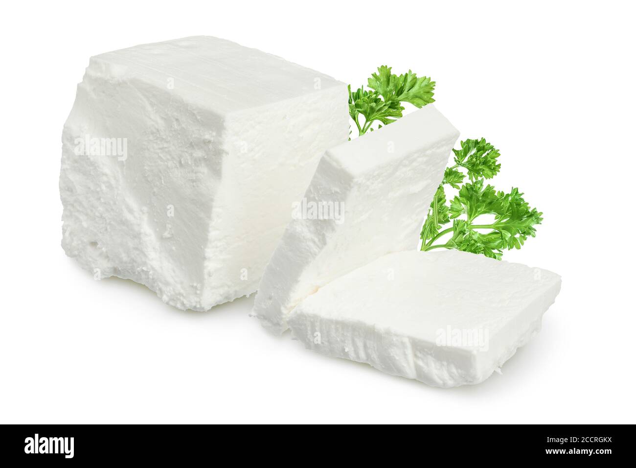 Feta cheese isolated on white background. With clipping path and full ...
