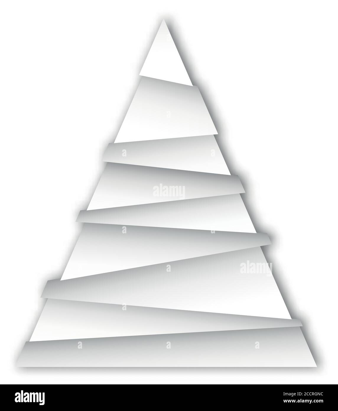 Christmas tree of white layered triangles on white background. 3D ...