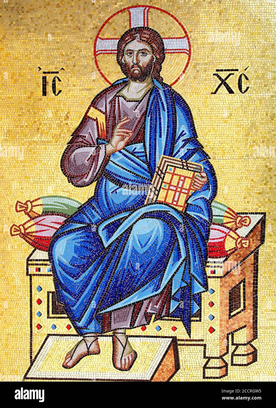 Mosaic of Jesus Christ of the New Testament Bible from the exterior of ...