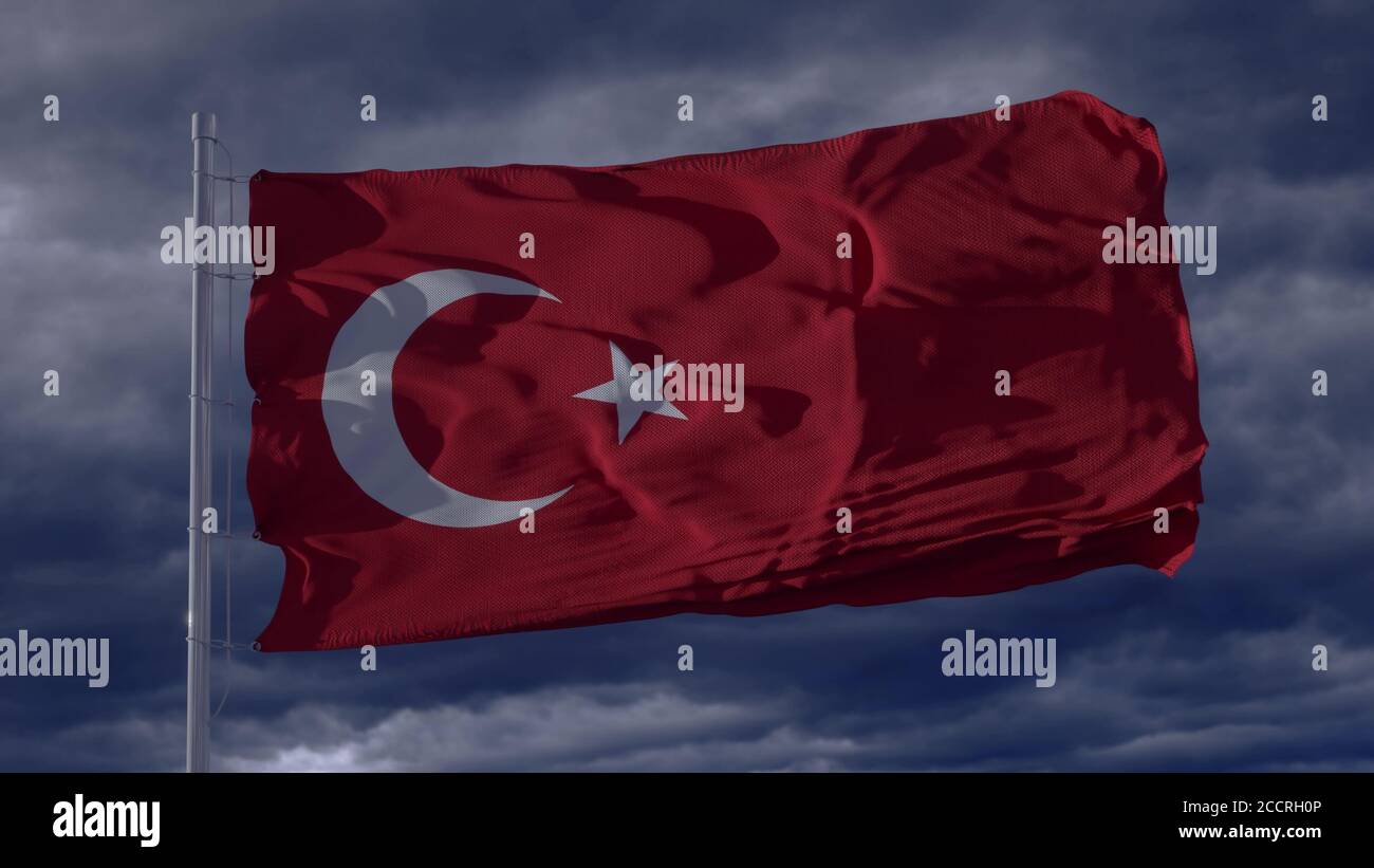Turkish flag waving in the wind. Realistic flag background ...