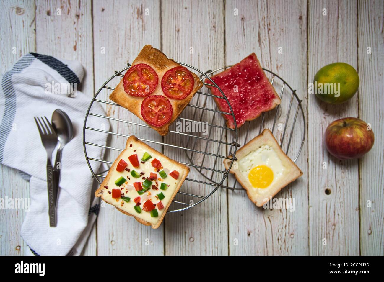 Bread condiments with top view Stock Photo - Alamy
