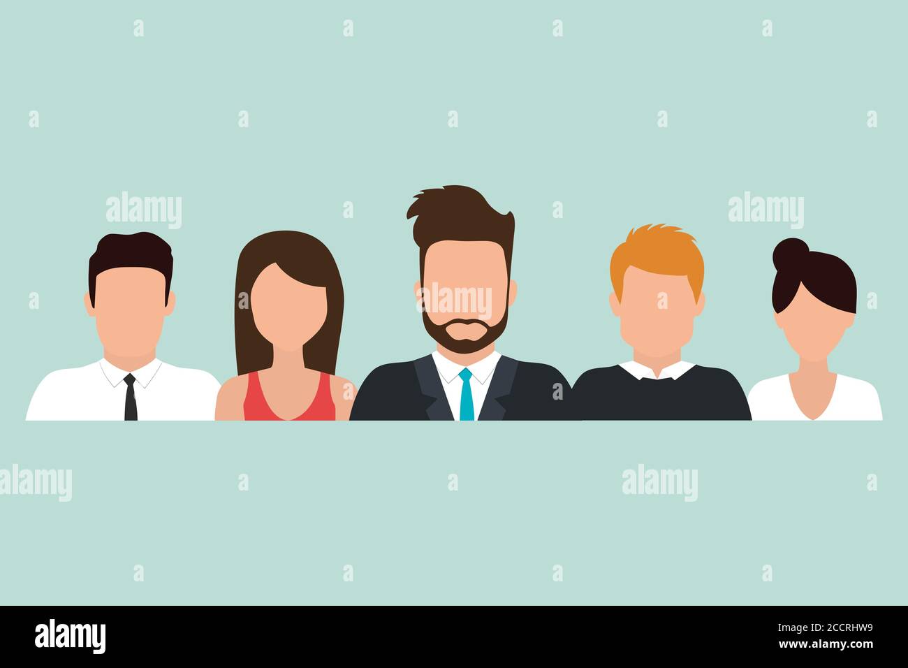 Vector illustration of project team. Flat employee avatars of the ...