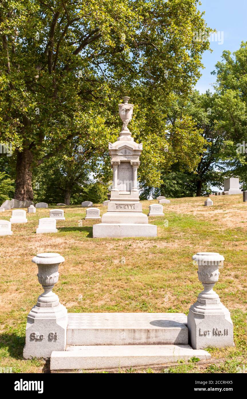 Steps leading to a family gravesite and monument in the Allegheny ...