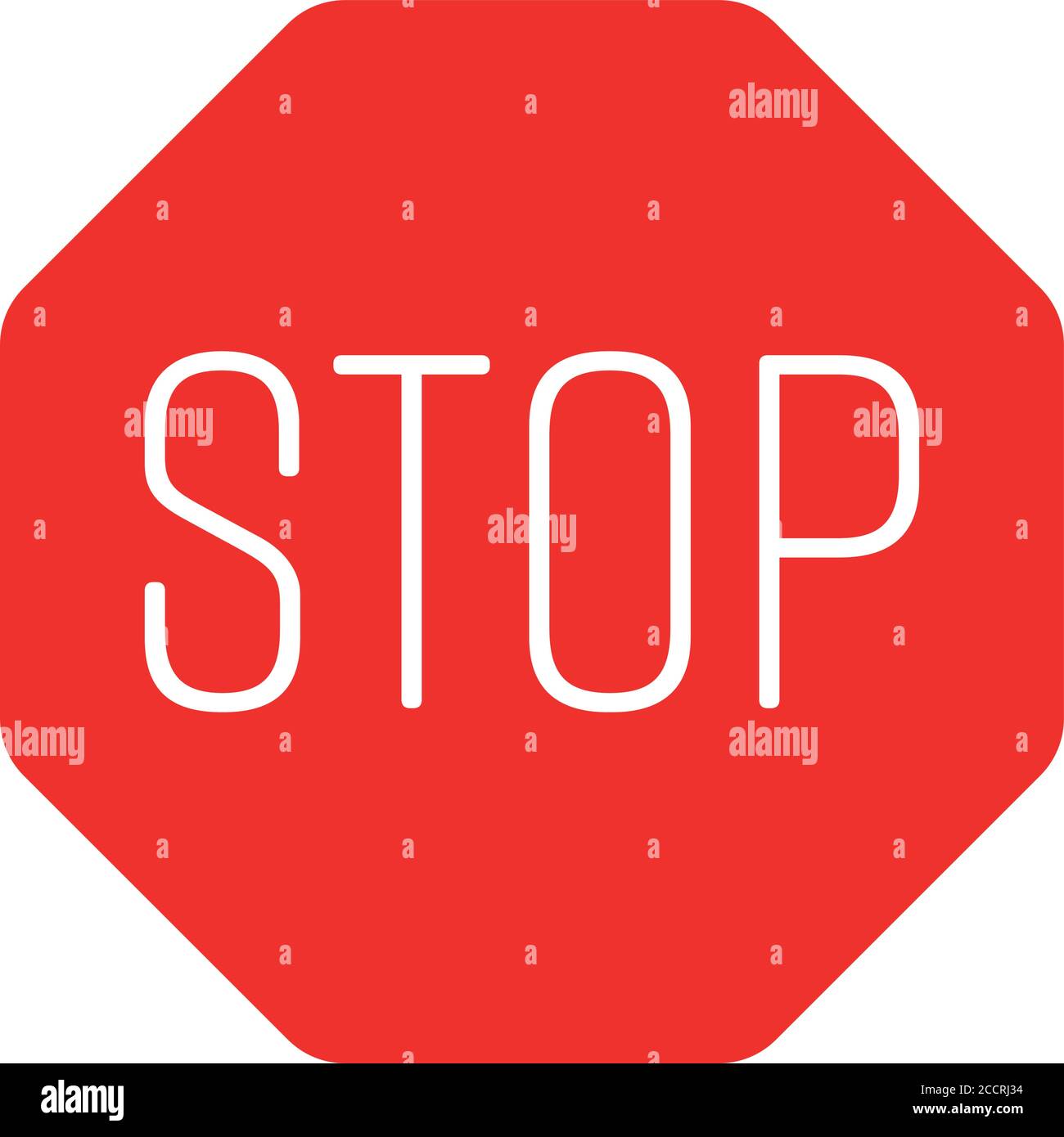 Stop traffic sign. Red octagon with white inscription. Simple flat ...