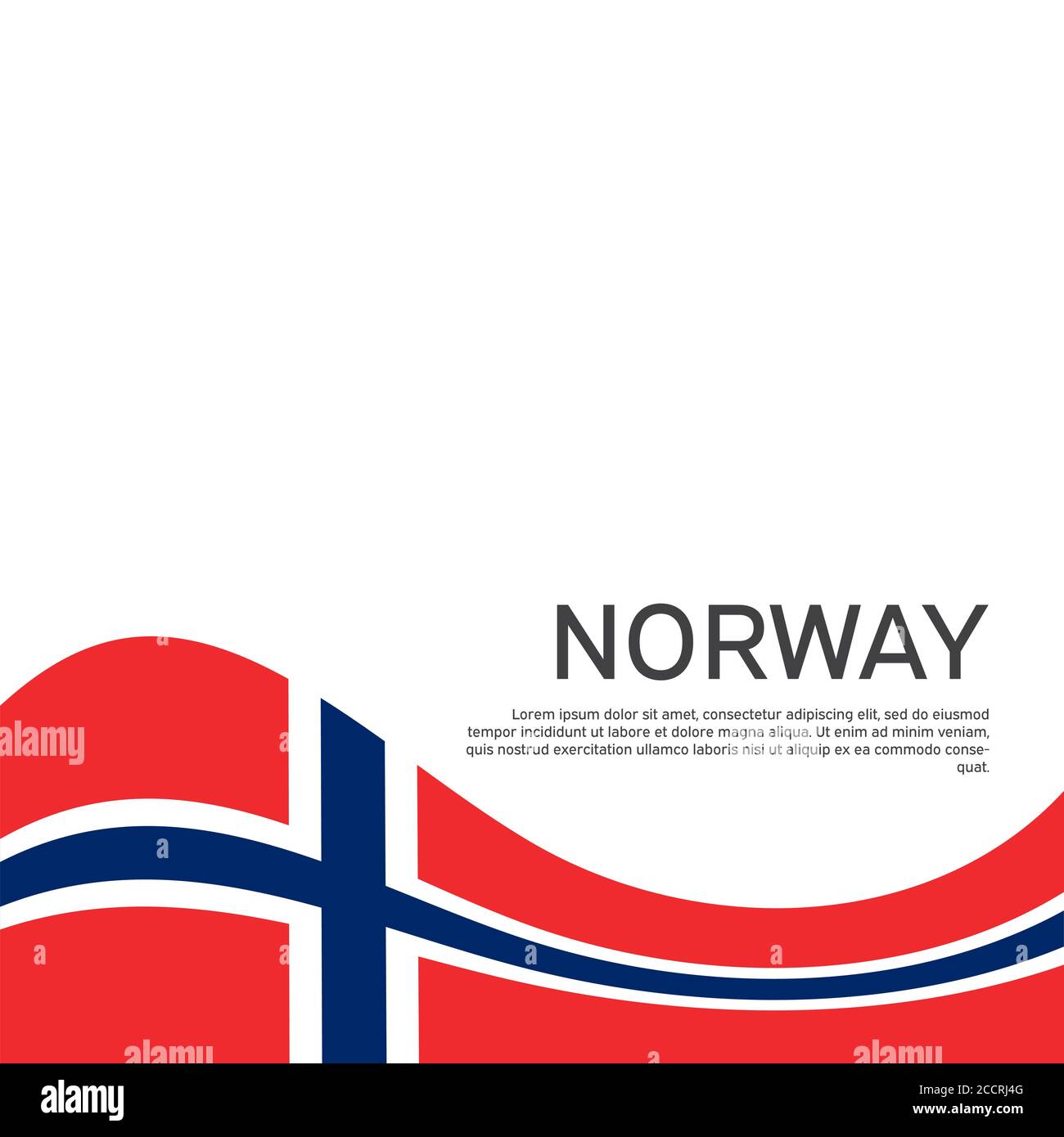 Norway flag on a white wavy background. National poster design of ...