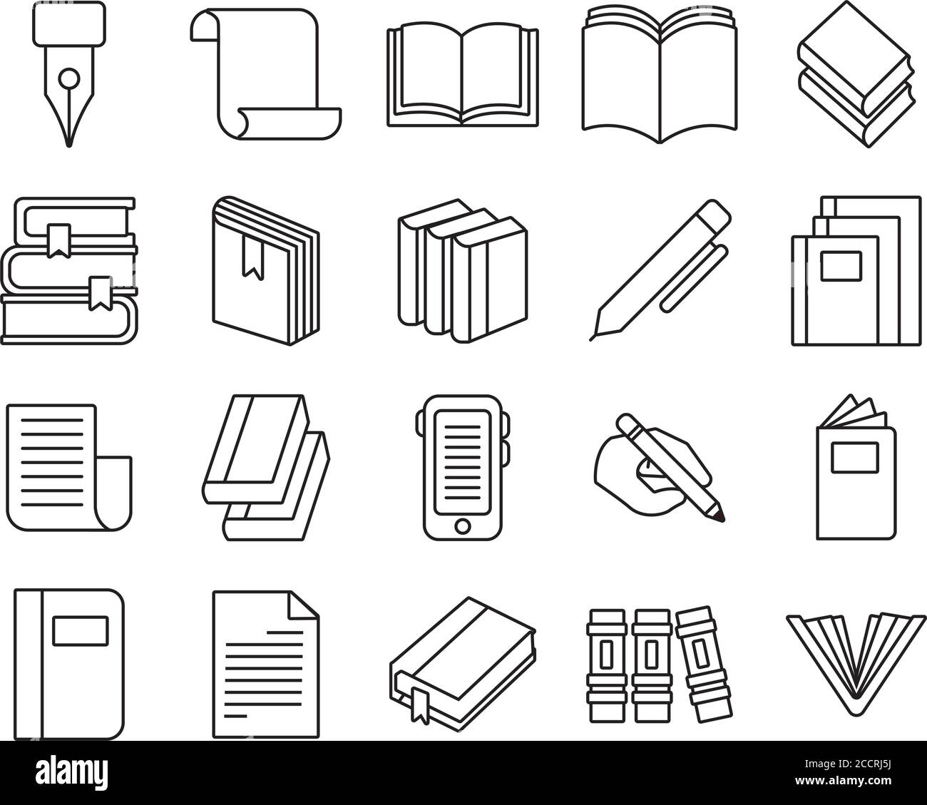 bundle of twenty books literature set icons vector illustration design ...