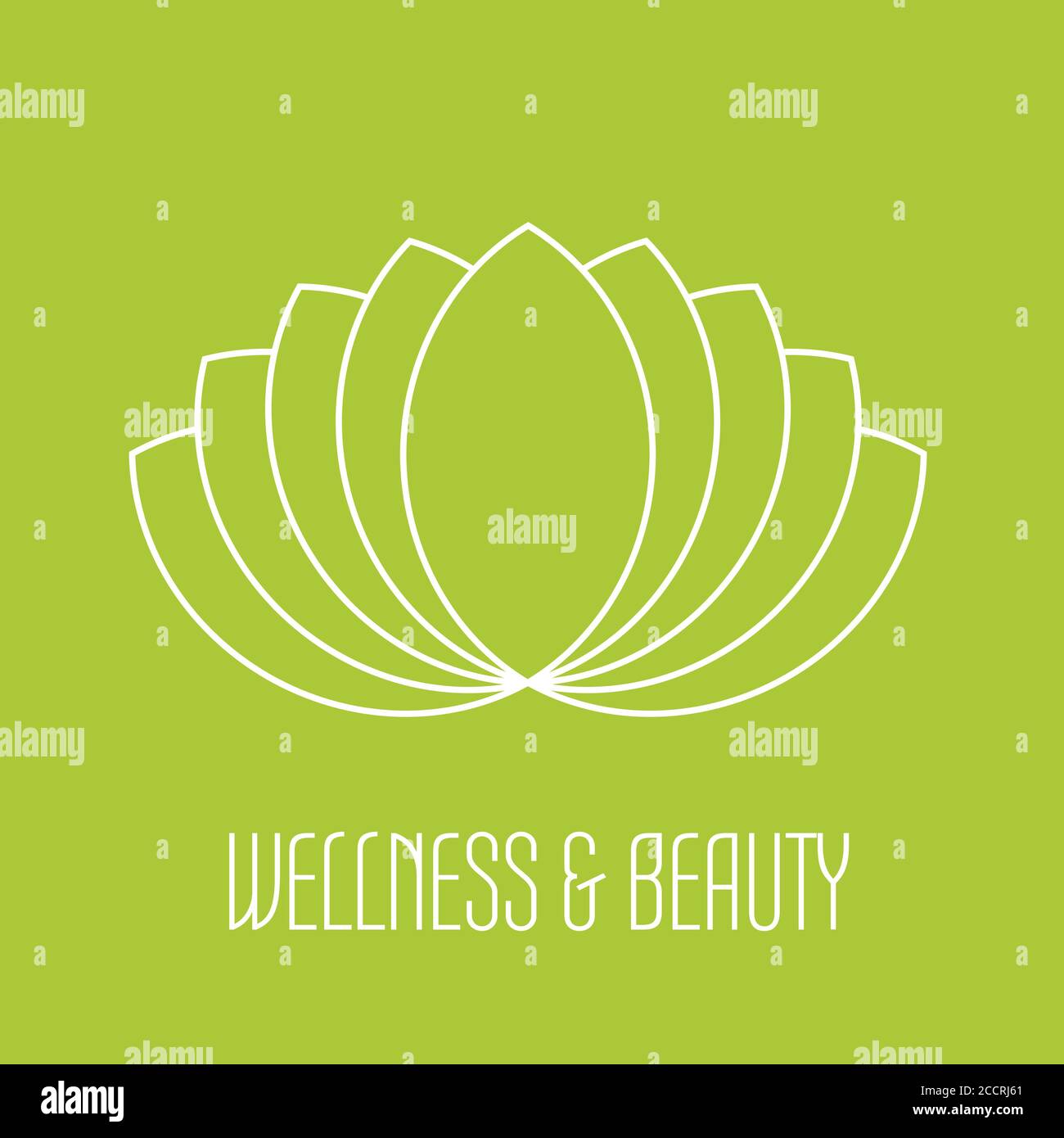 Green lotus icon - wellness beauty and spa theme. Simple flat green ...