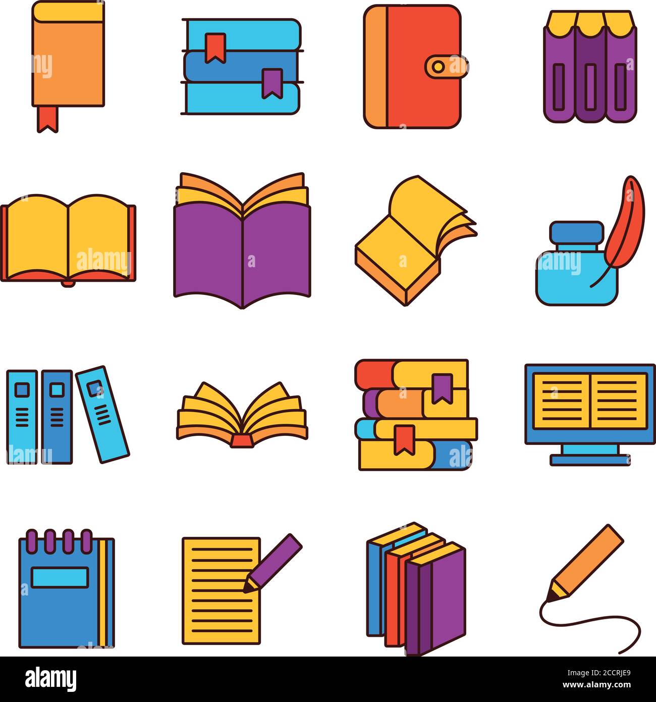 bundle of sixteen books literature set icons vector illustration design ...