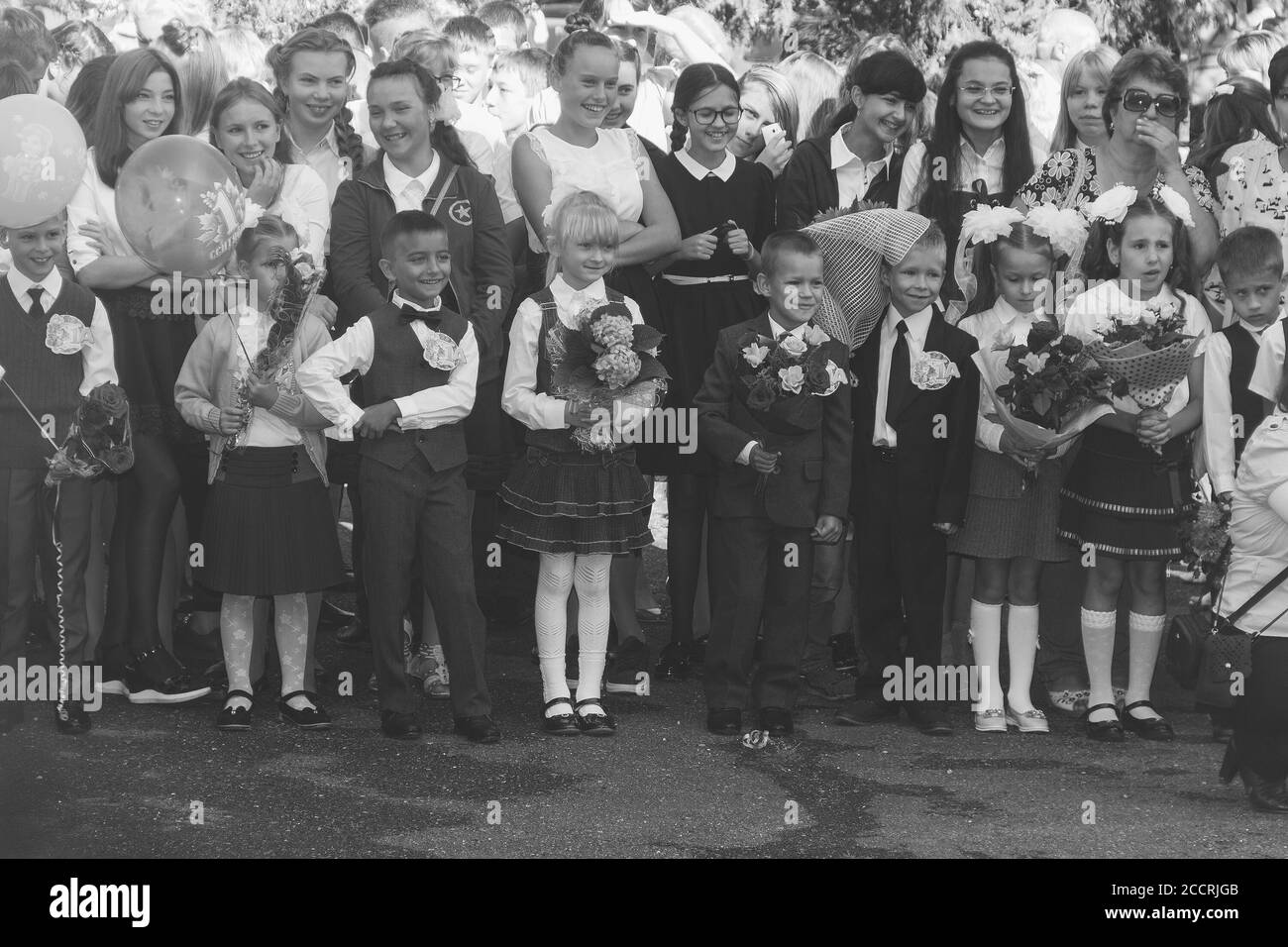 Adygea, Russia - September 1, 2017: children with bouquets of flowers ...
